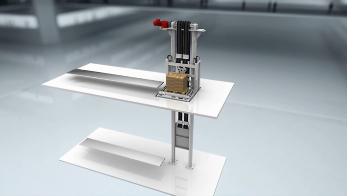 Pallet transfer shuttle with traversable track | SEW-EURODRIVE